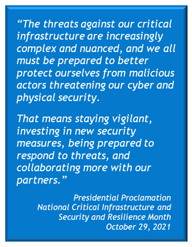 The Importance of National Critical Infrastructure Security and Resilience